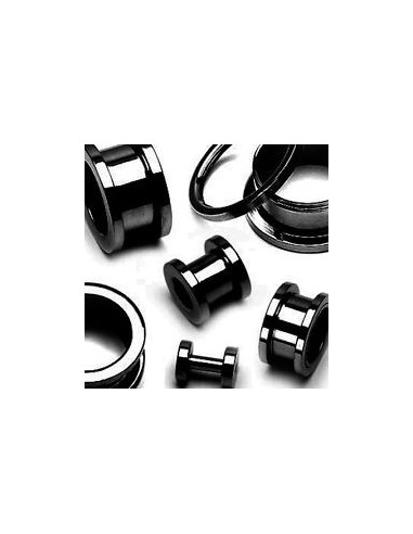 Flesh Tunnel negru cu filet, ear expander, pierce ureche